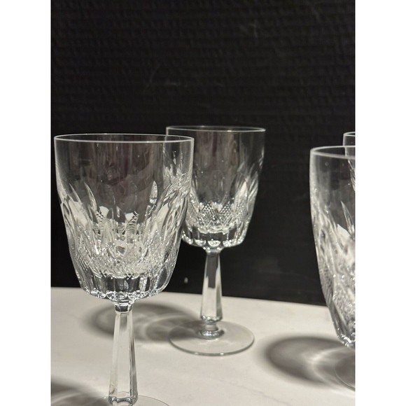 Unmarked | Dining | Vtg Cut Crystal Wine Glasses Hexagon Stem 5 Set Of ...